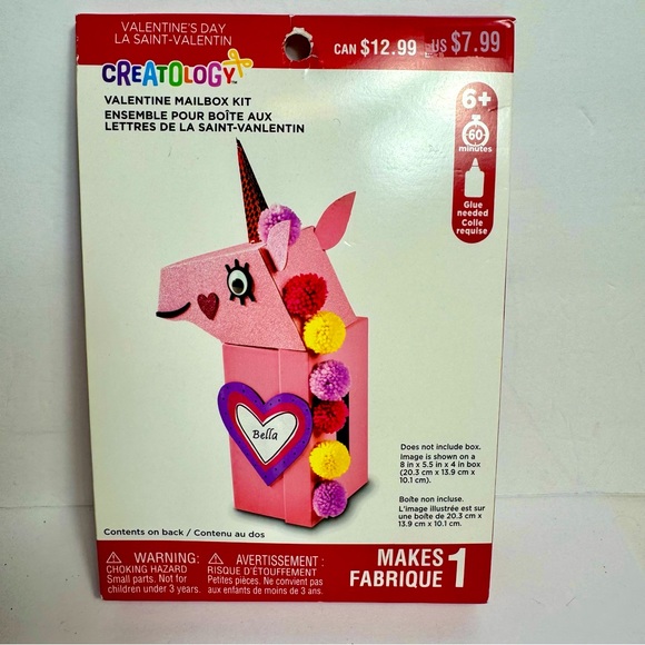 Creatology | Toys | Nwt Kids Valentine Pink Unicorn Craft Mailbox Kit ...